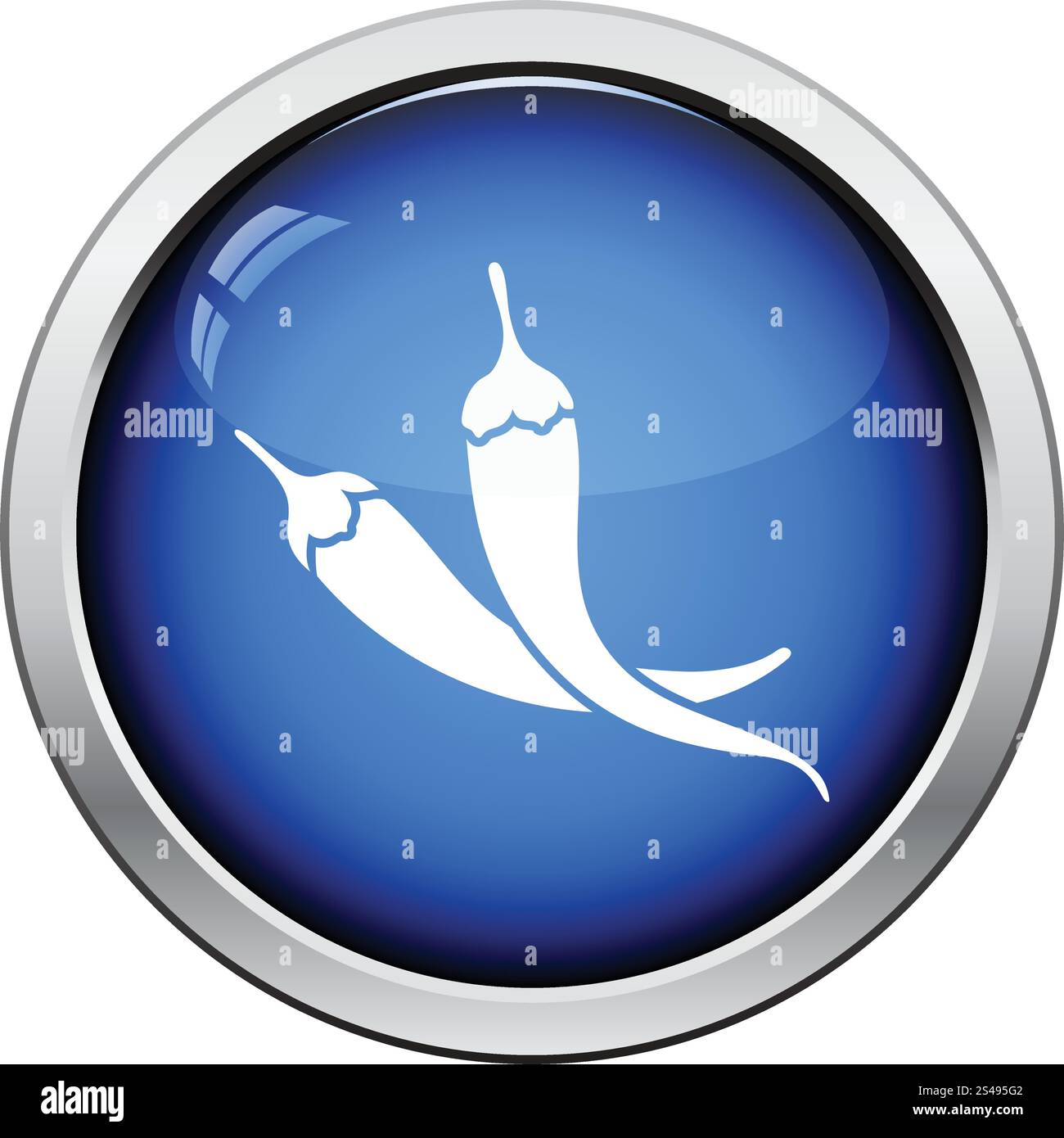 Chili pepper icon. Glossy button design. Vector illustration Stock ...