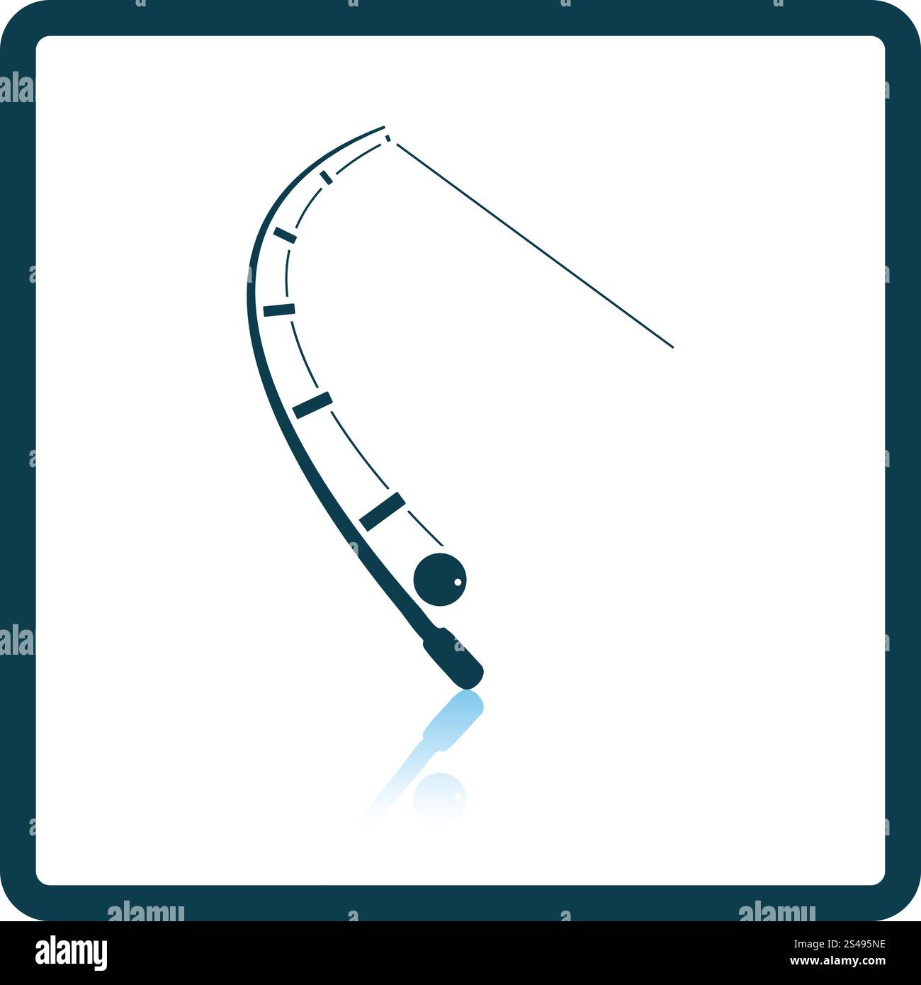Icon of curved fishing tackle. Shadow reflection design. Vector ...