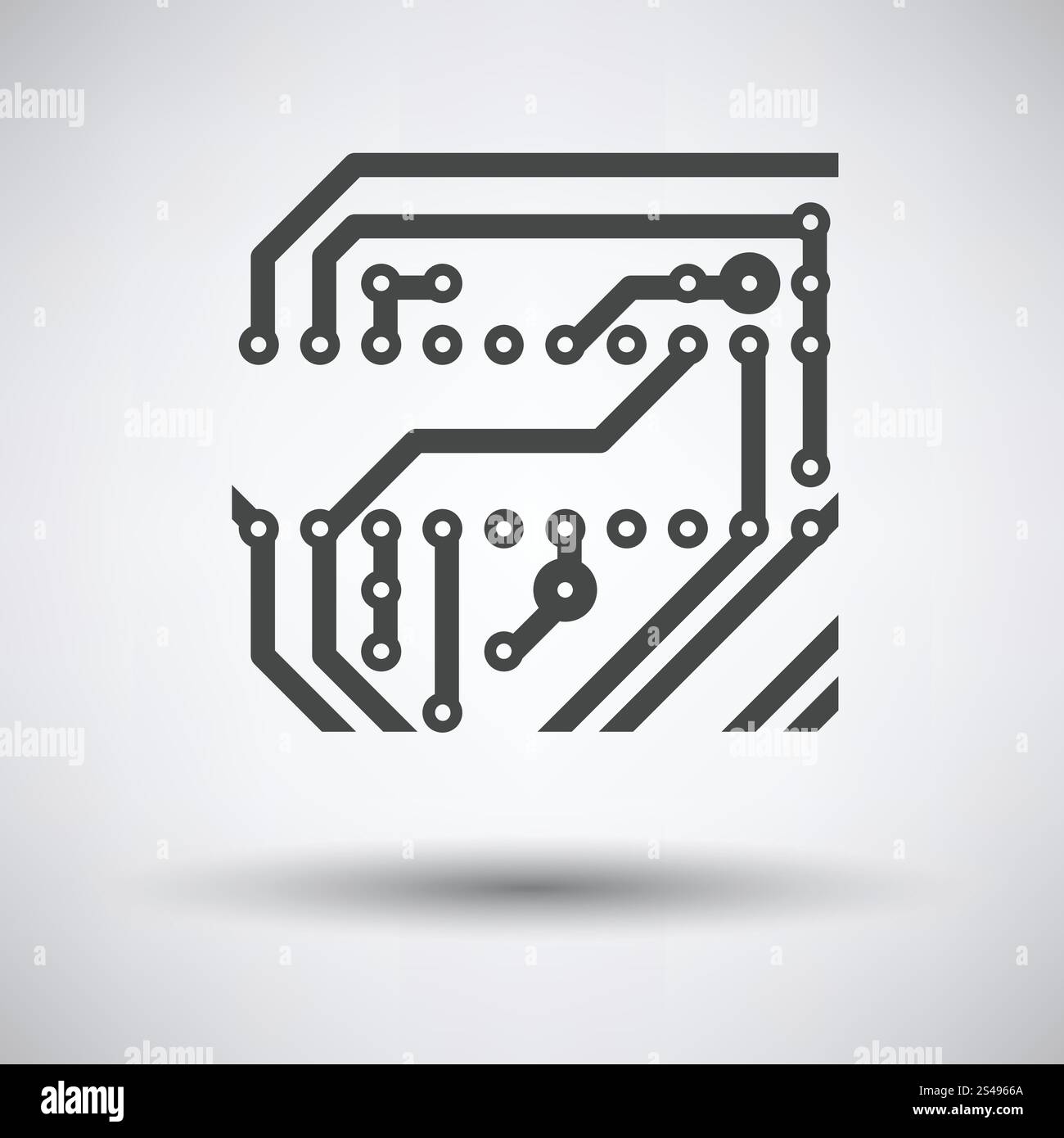 Circuit board icon on gray background, round shadow. Vector illustration Stock Vector Image ...