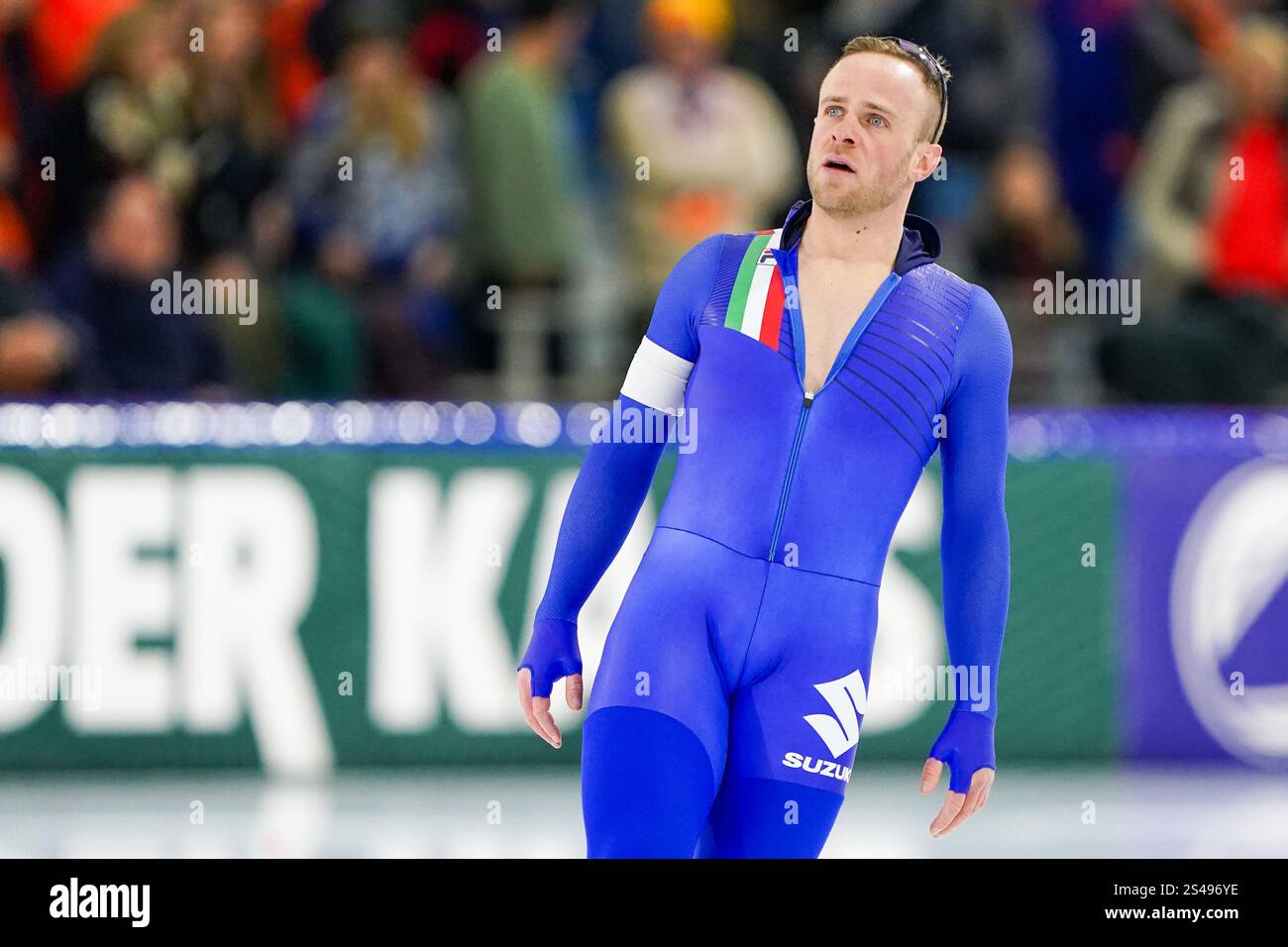 HEERENVEEN, NETHERLANDS - JANUARY 10: David Bosa of Italy competing on the Men's 500m during the ...