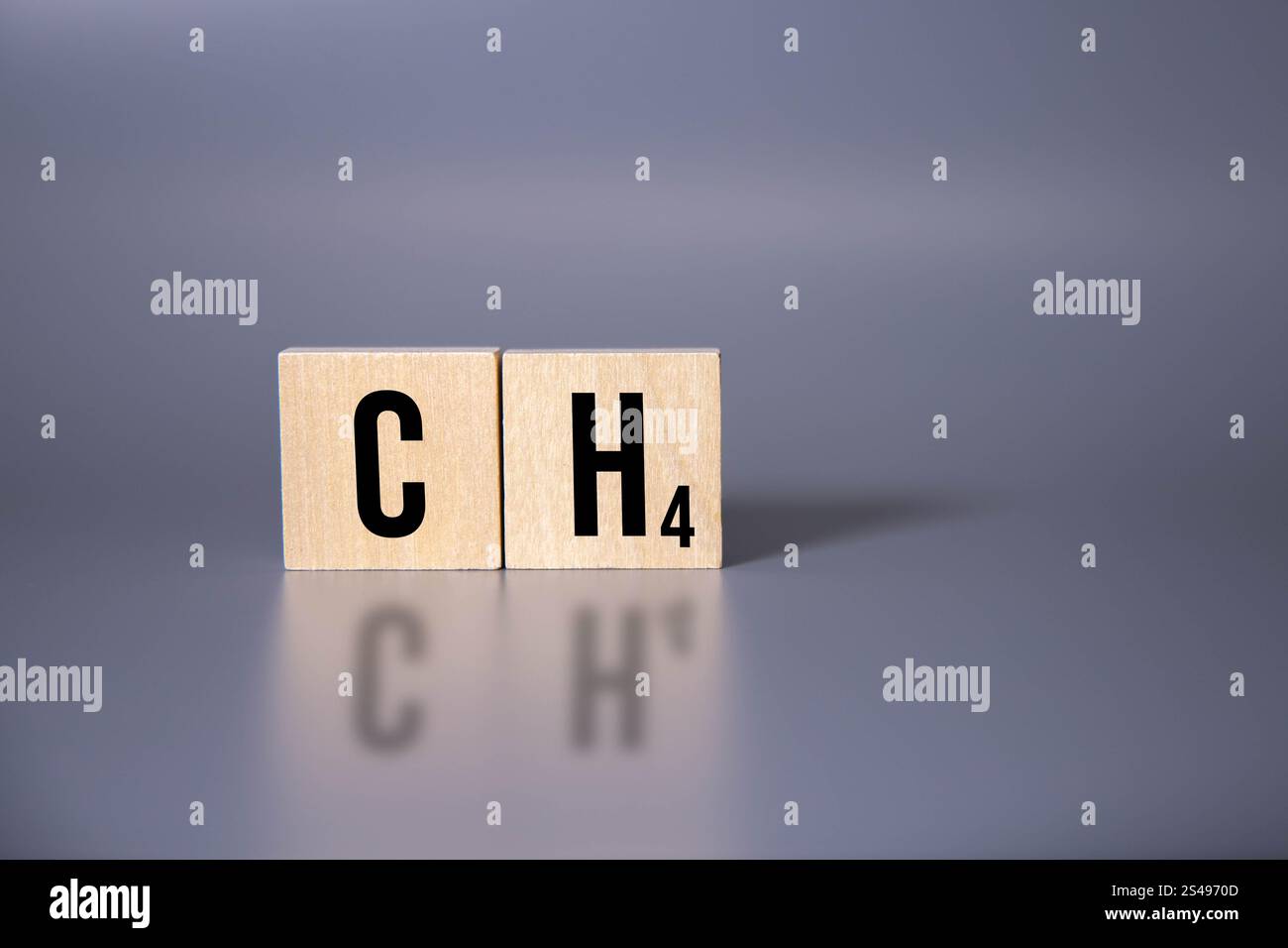 Yellow road sign for danger with CH4 text against blurred meadow in ...