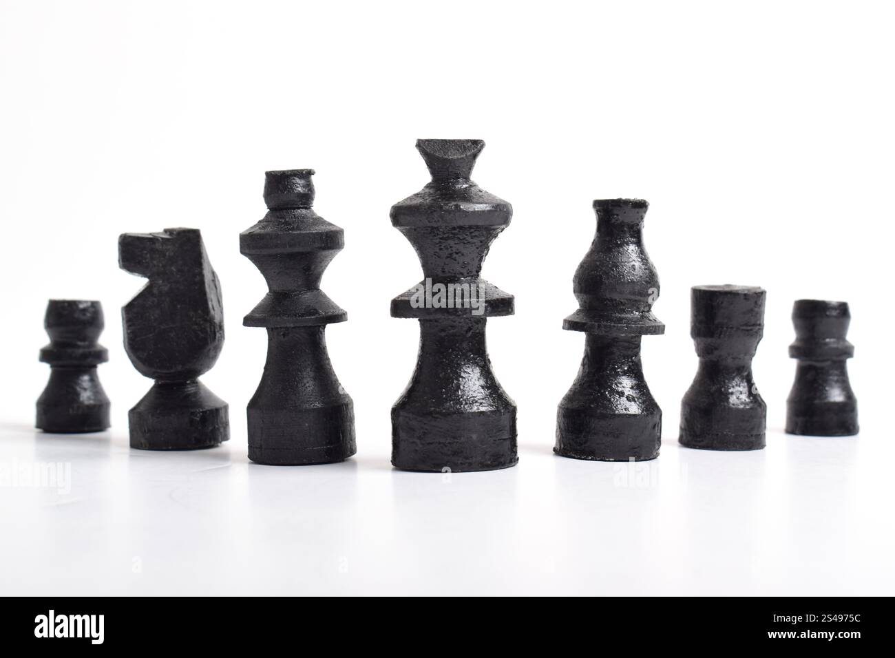 Black Chess set isolated on white background, chess piece king, queen ...