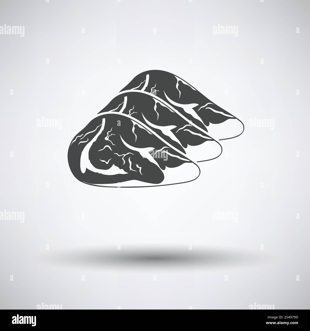 Raw meat steak icon on gray background, round shadow. Vector ...