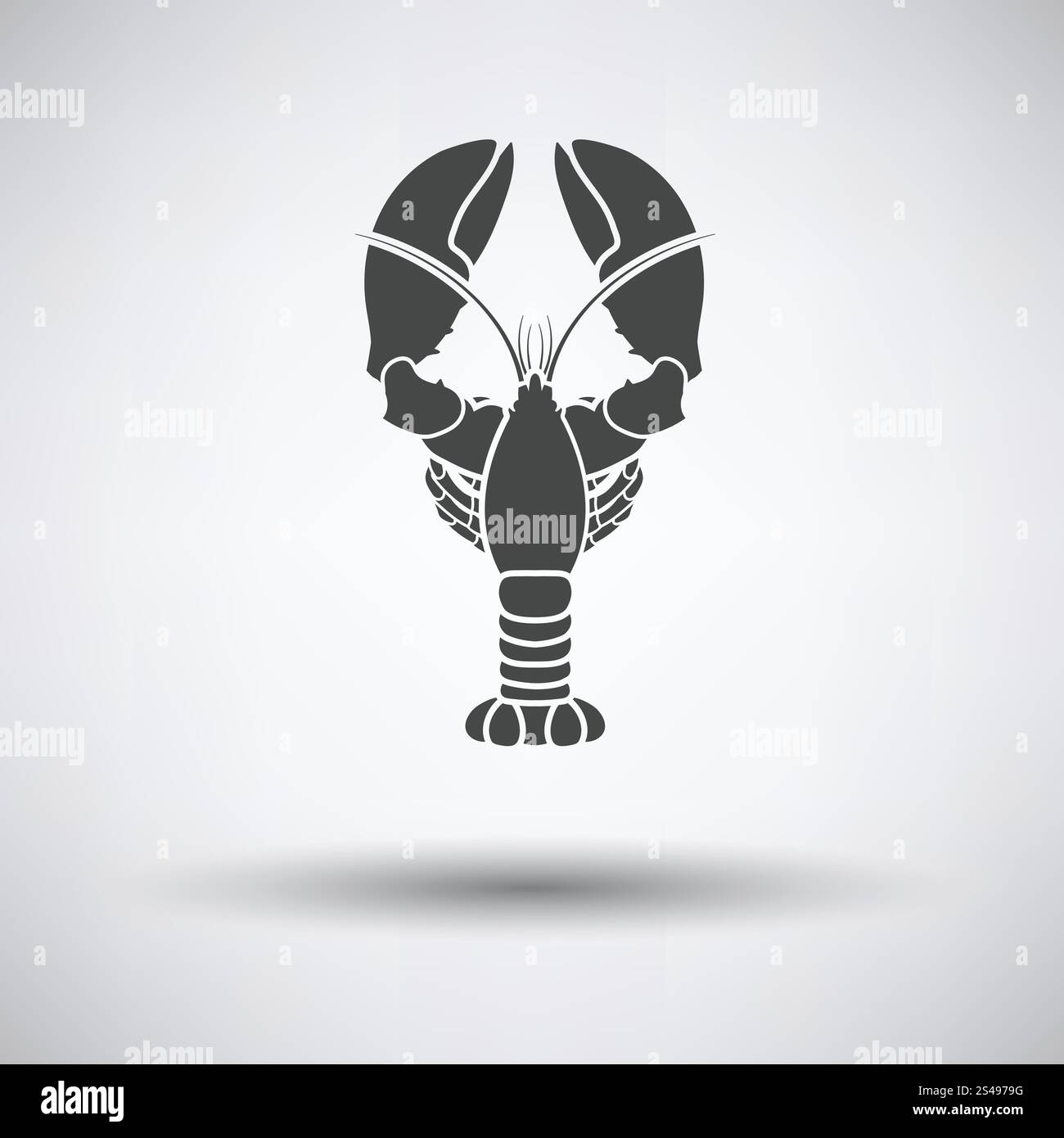 Lobster icon on gray background, round shadow. Vector illustration ...