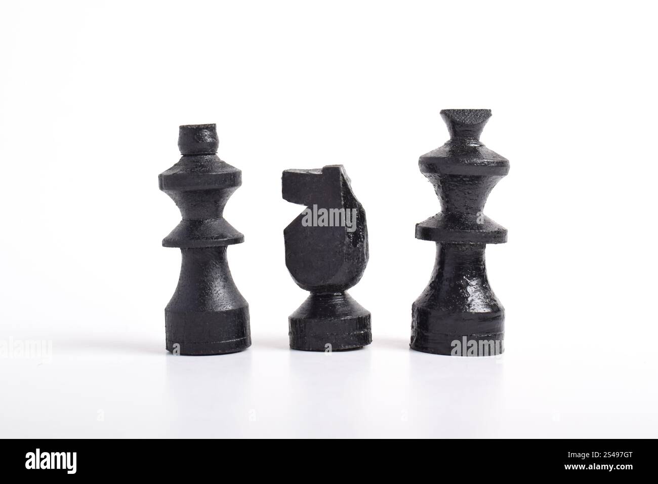 Set of black chess pieces isolated on white background, chess piece ...