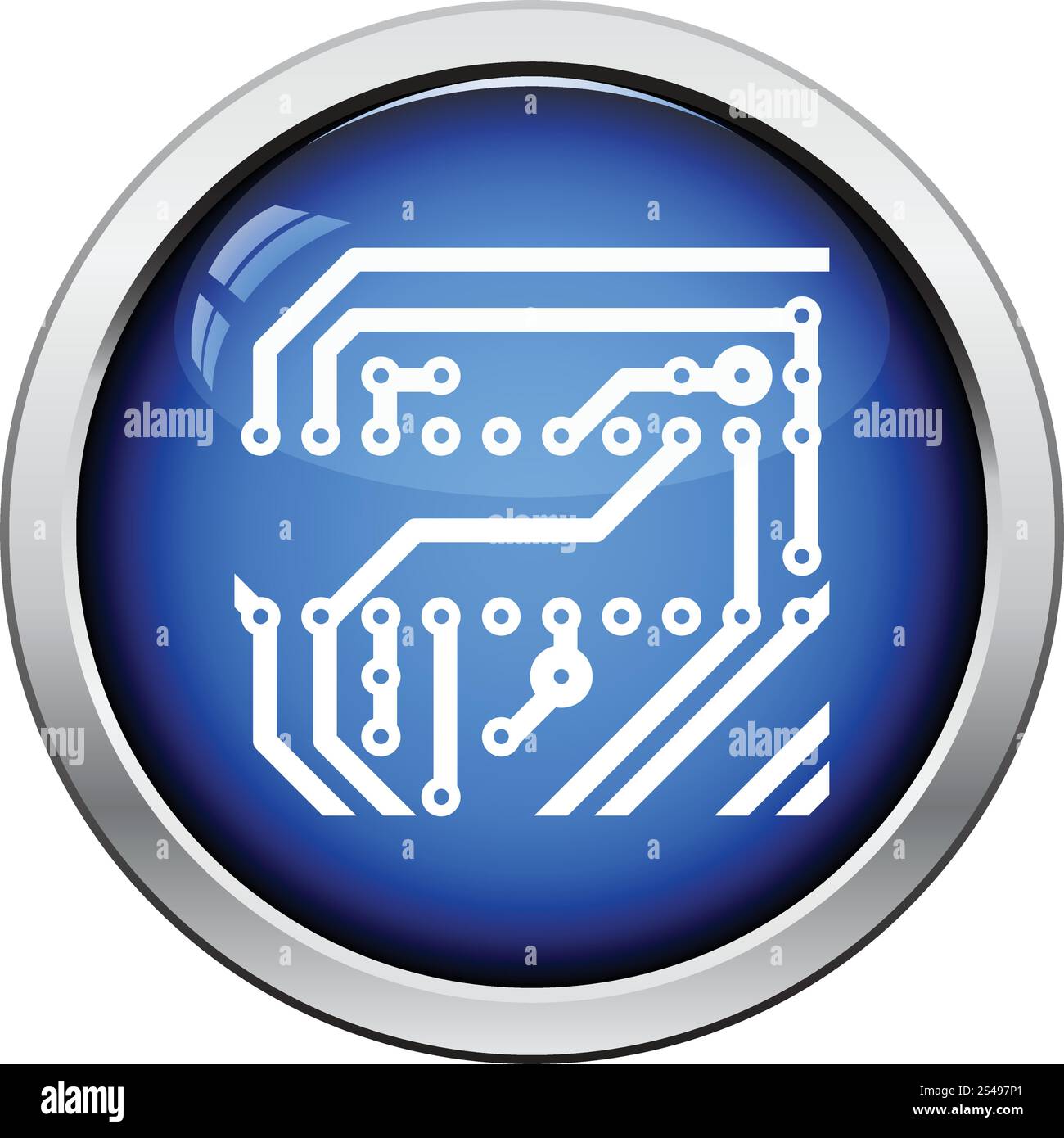 Circuit board icon. Glossy button design. Vector illustration Stock ...