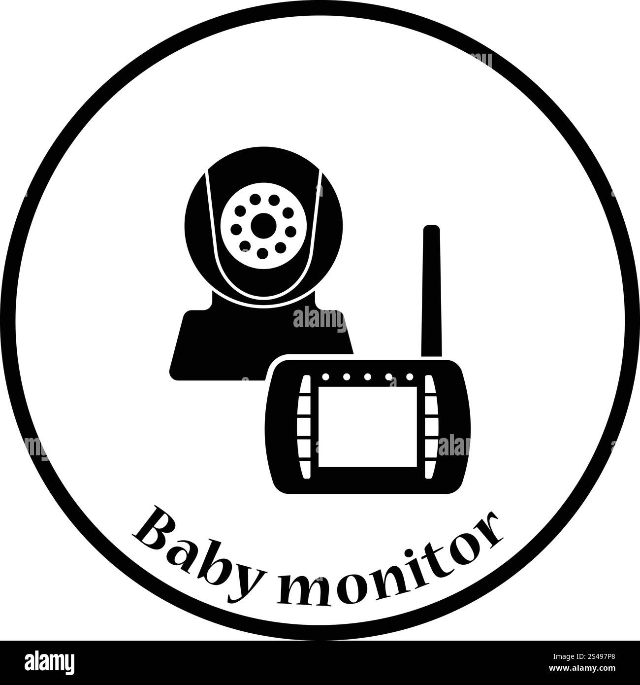 Baby monitor icon. Thin circle design. Vector illustration Stock Vector ...