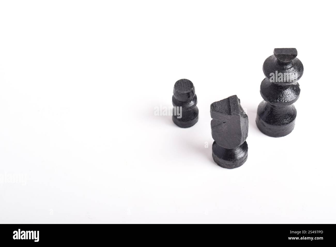 Chess pieces isolated on white background. Black chess figures for the ...
