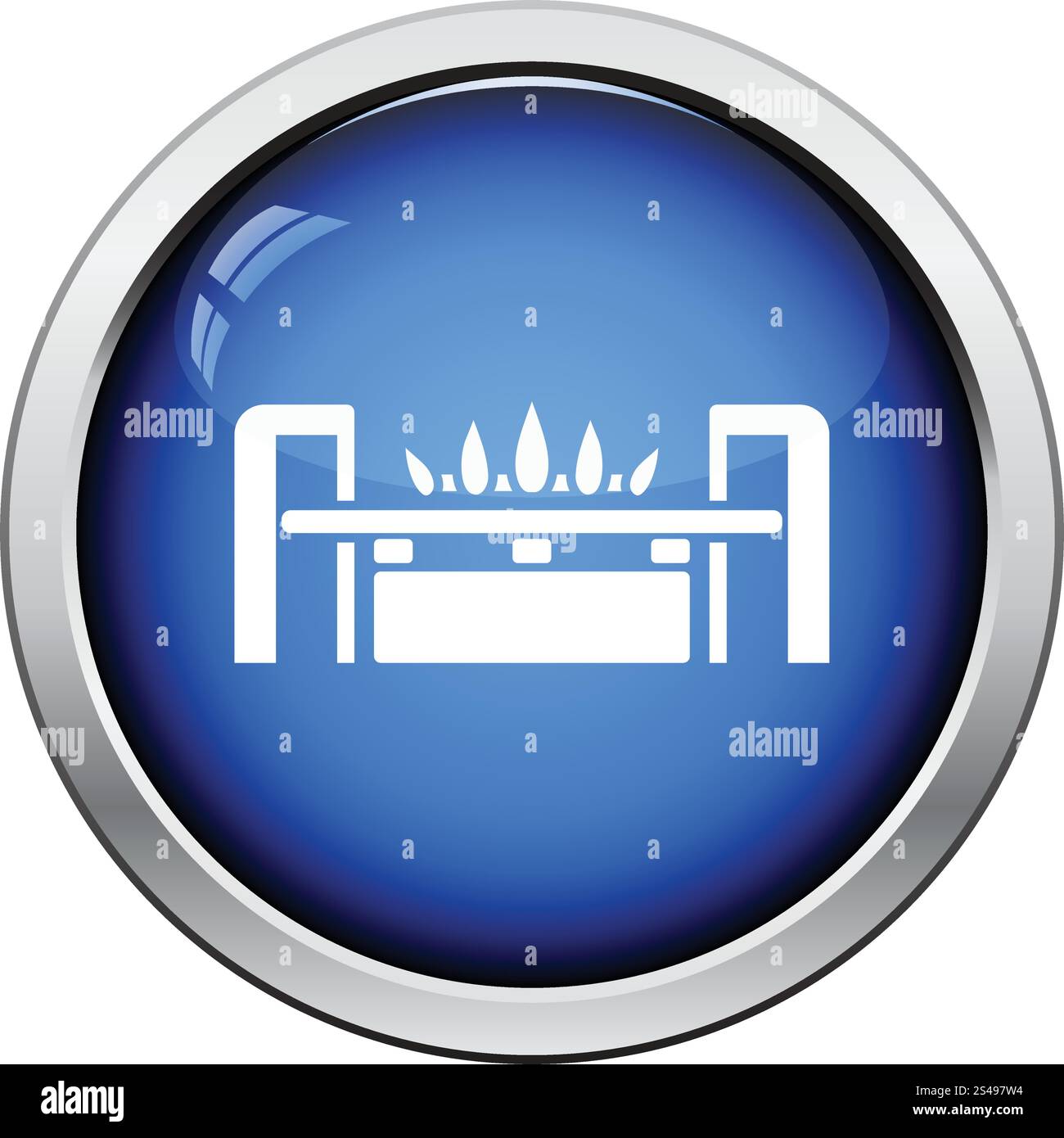 Gas burner icon. Glossy button design. Vector illustration Stock Vector ...