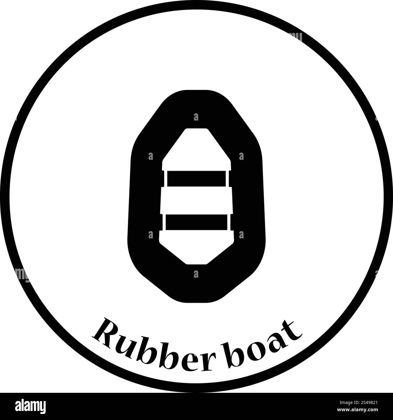 Icon of rubber boat . Thin circle design. Vector illustration Stock ...