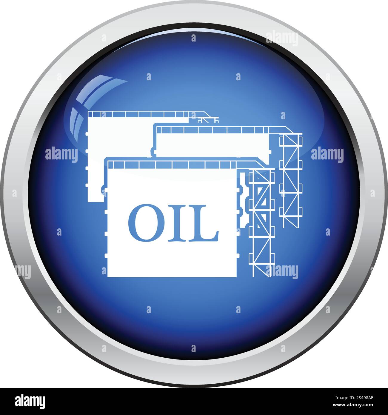 Oil tank storage icon. Glossy button design. Vector illustration Stock ...