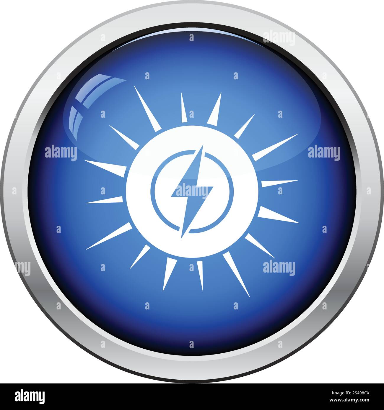 Solar energy icon. Glossy button design. Vector illustration Stock ...