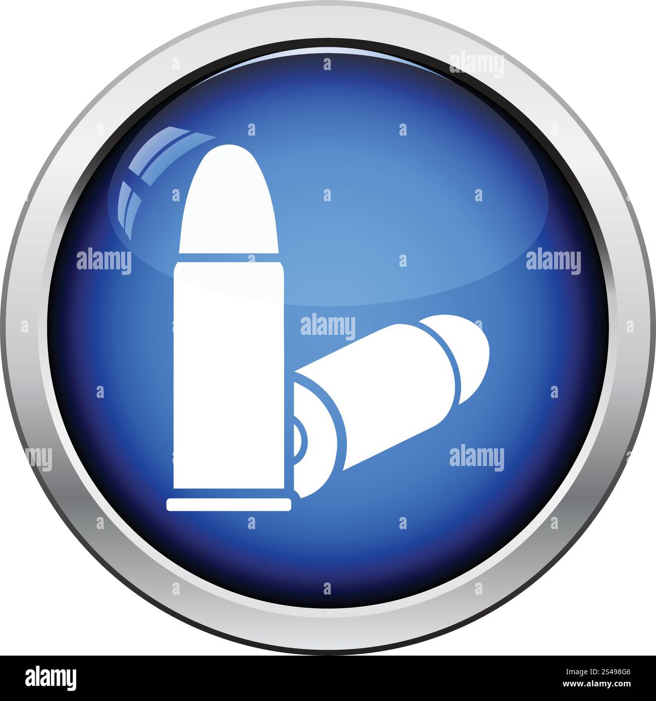 Pistol bullets icon. Glossy button design. Vector illustration Stock ...