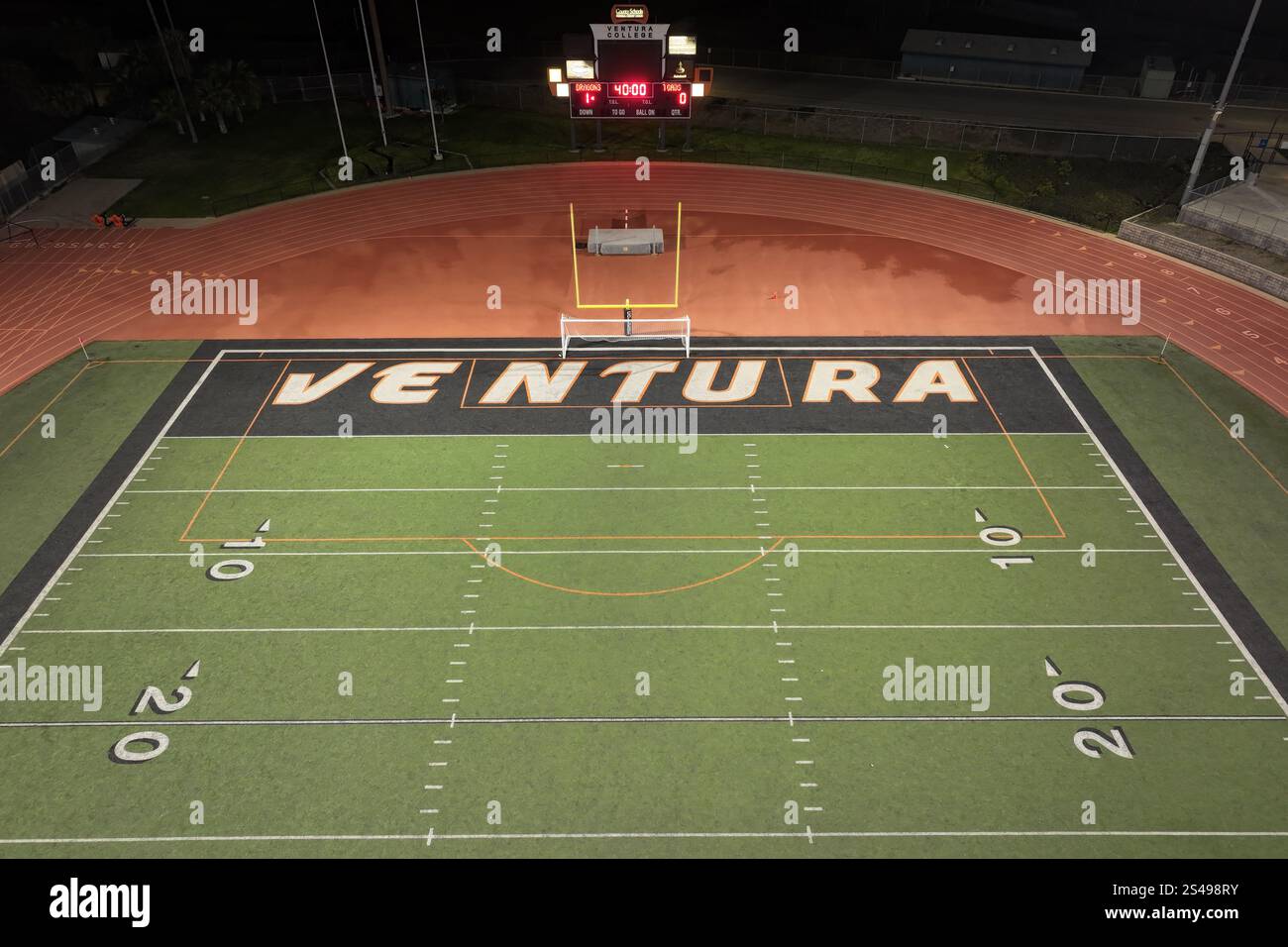 A general overall aerial view of the Ventura College Pirates logo in ...
