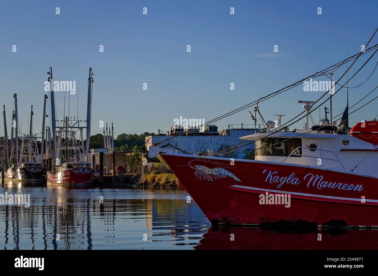 Bayou La Batre, Alabama, USA - Jan. 1, 2025: Shrimp boats are lined up ...
