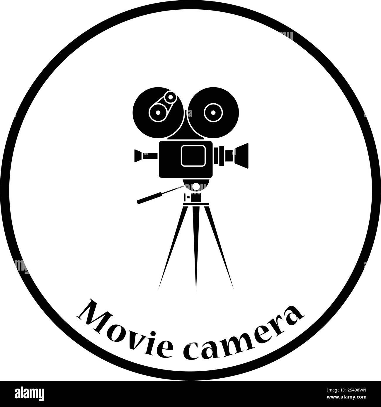 Retro cinema camera icon. Thin circle design. Vector illustration Stock ...