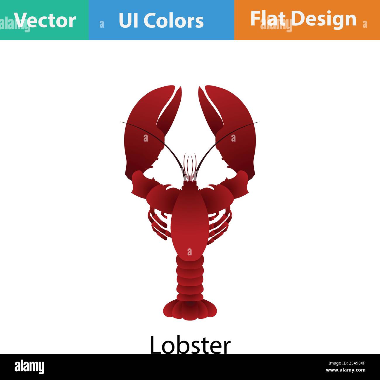 Lobster icon. Flat color design. Vector illustration Stock Vector Image ...