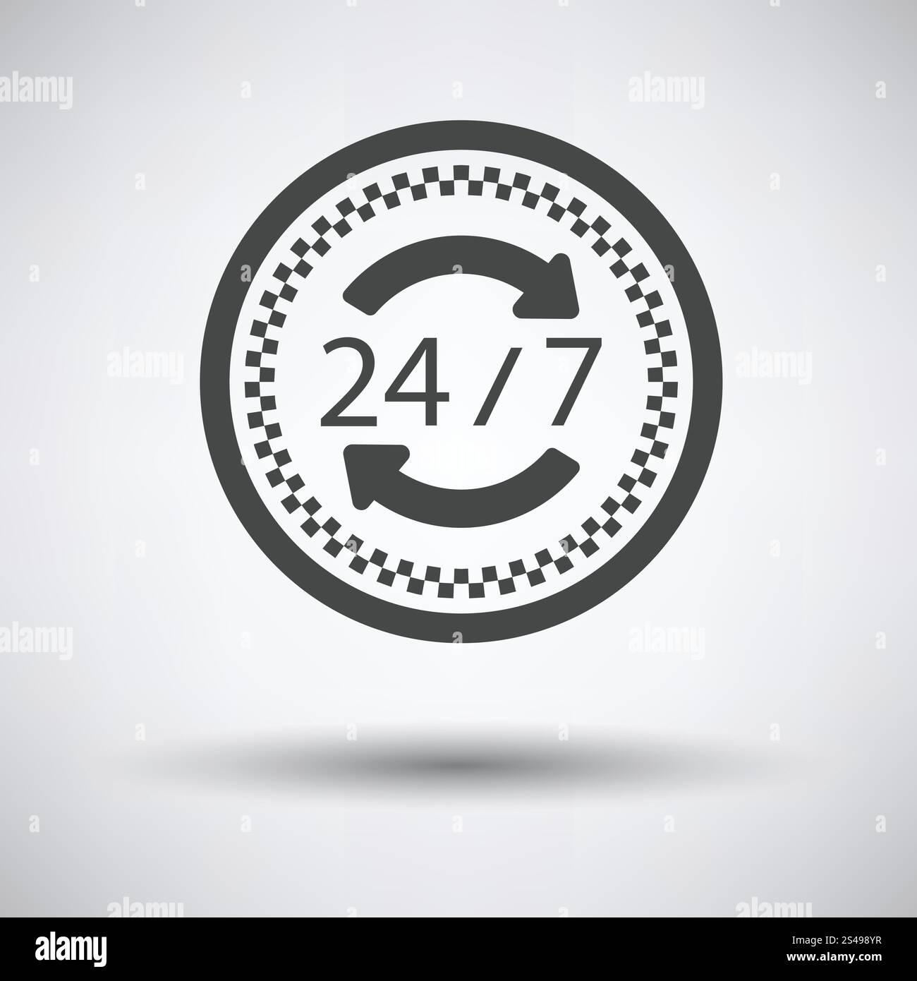 24 hour taxi service icon on gray background, round shadow. Vector illustration Stock Vector ...