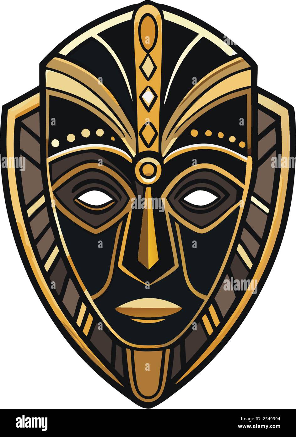 Elegant African tribal mask in black with soft gold accents, perfect ...