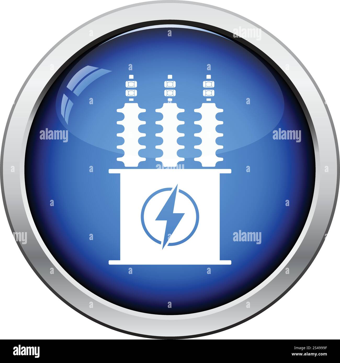Electric transformer icon. Glossy button design. Vector illustration ...