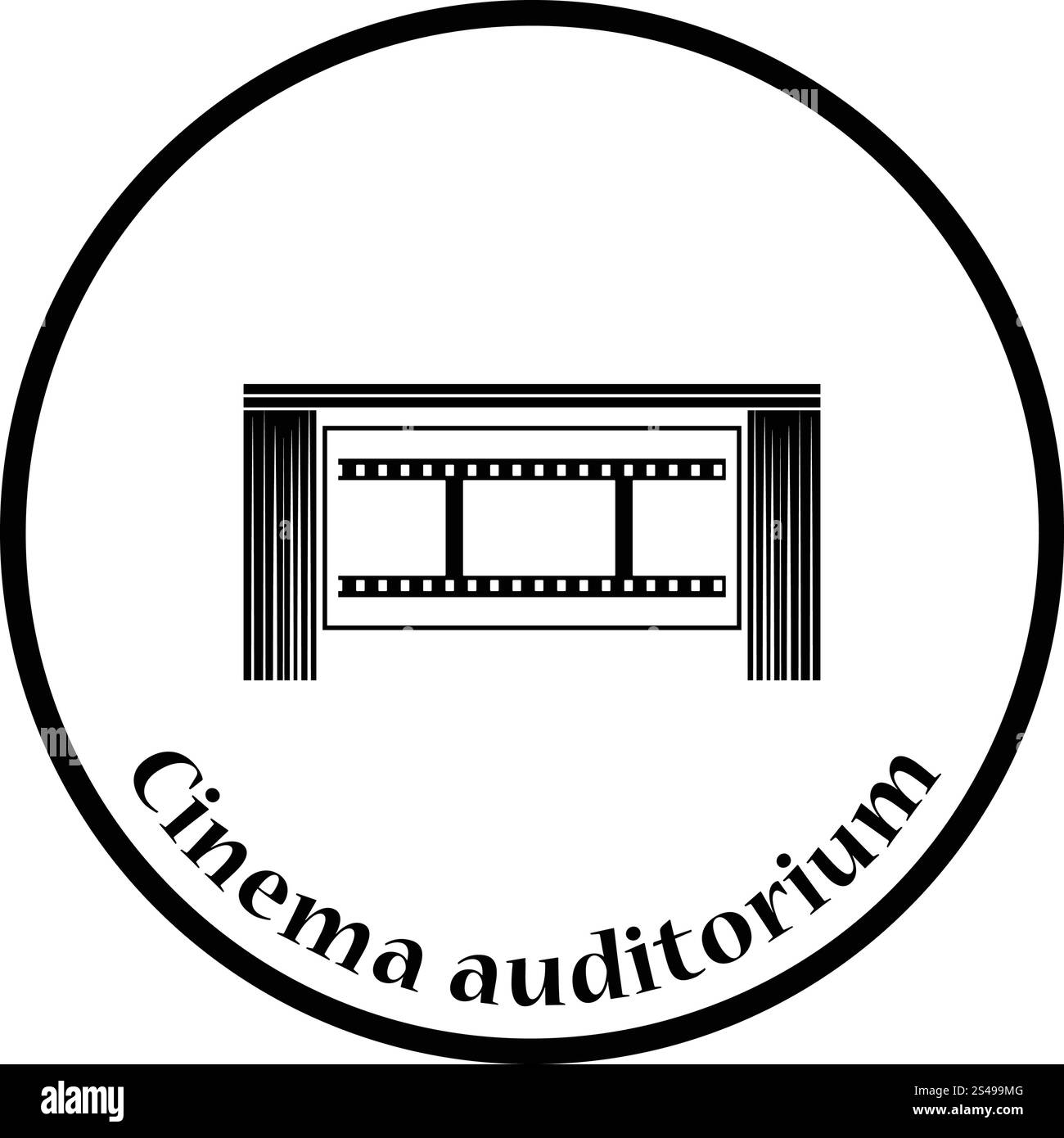 Cinema theater auditorium icon. Thin circle design. Vector illustration ...