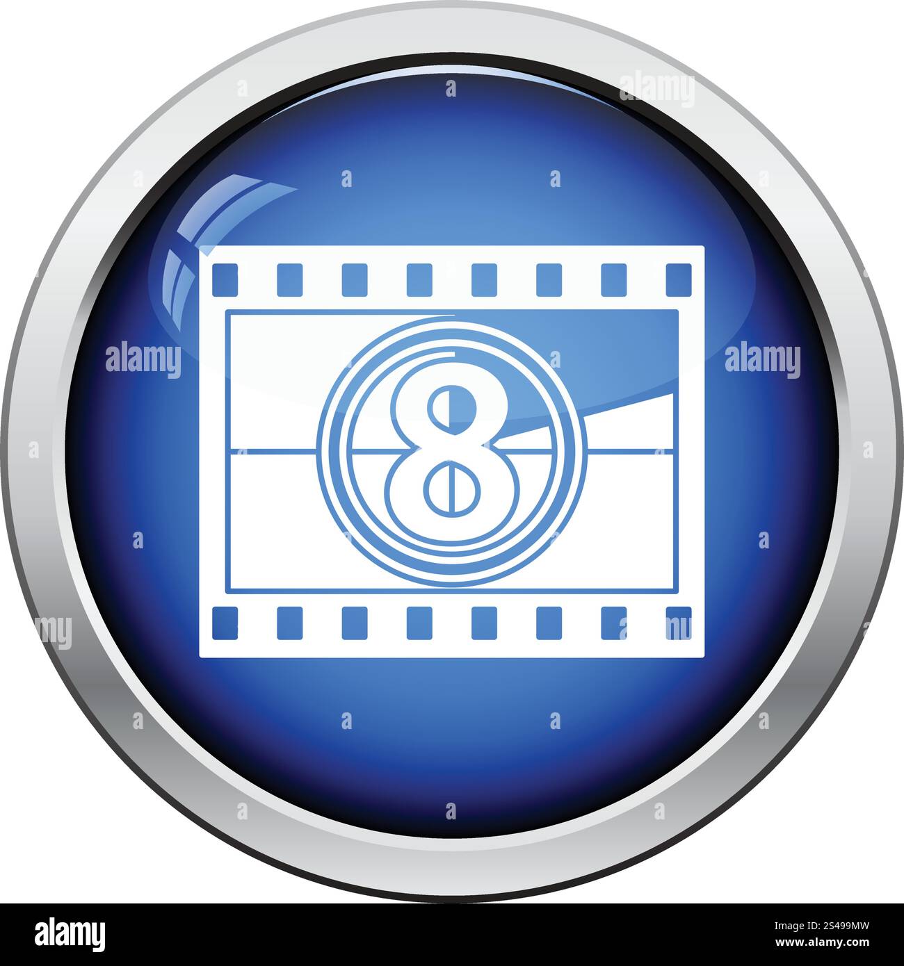 Movie frame with countdown icon. Glossy button design. Vector ...