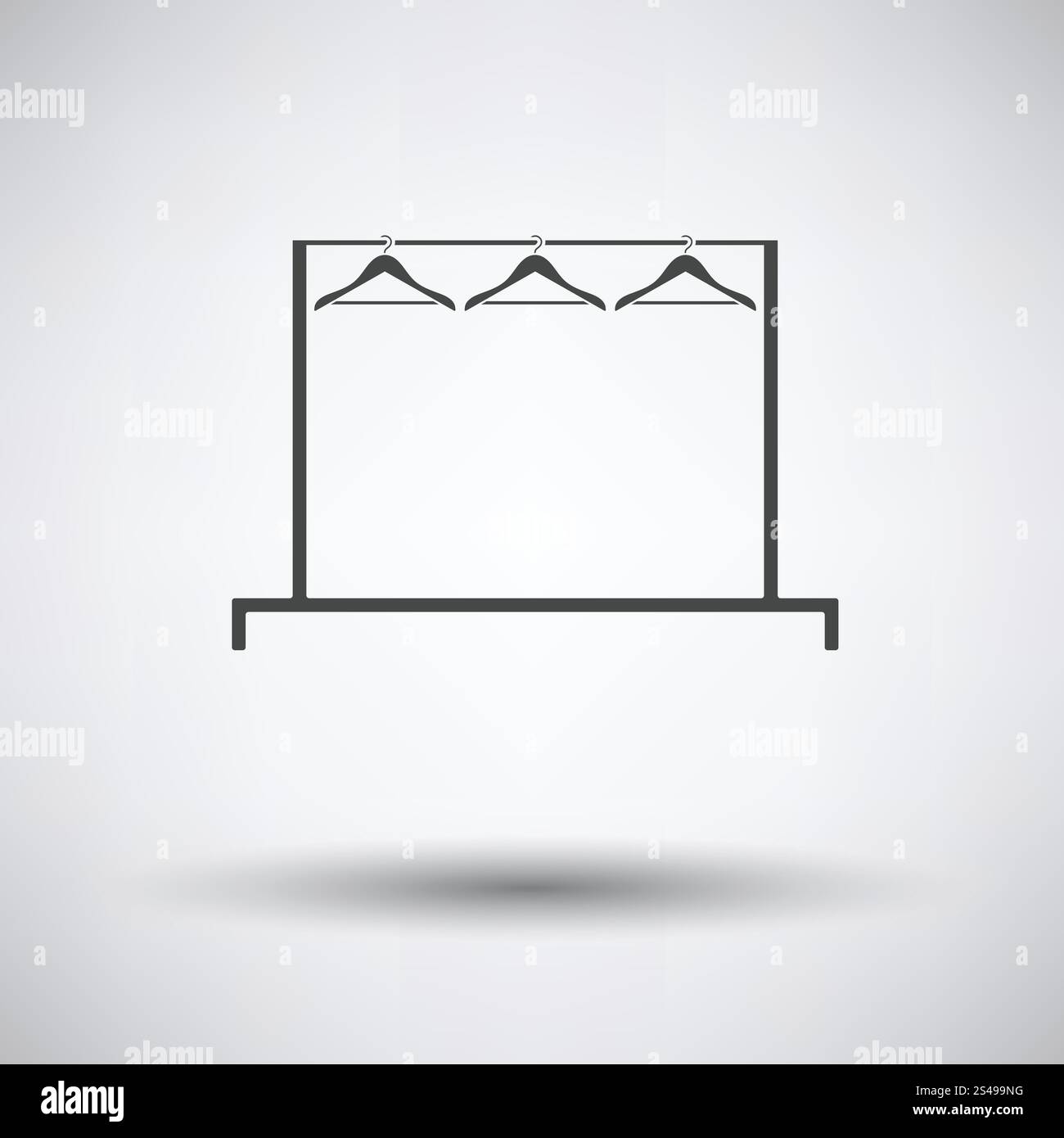 Clothing rail with hangers icon on gray background, round shadow ...