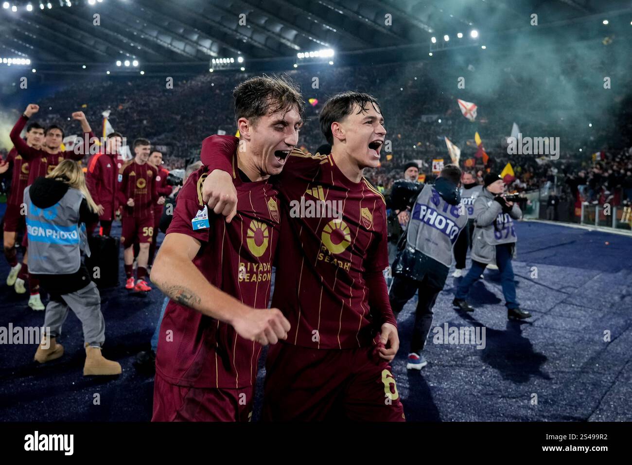 Rome, Italy. 05th Jan, 2025. Tommaso Baldanzi of AS Roma and Niccolo ...