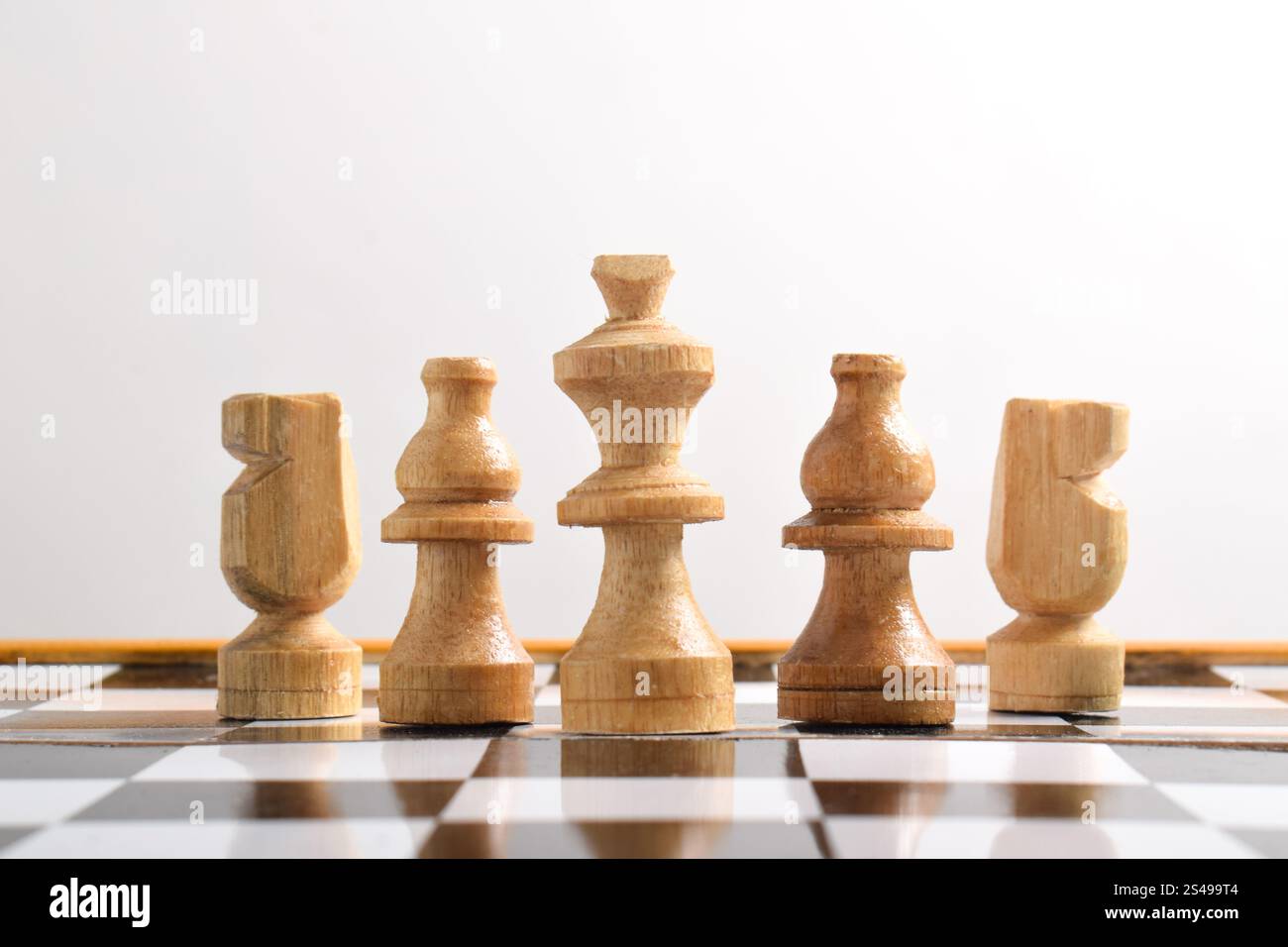 White chess pieces set on chess board. Chess board game concept about ...