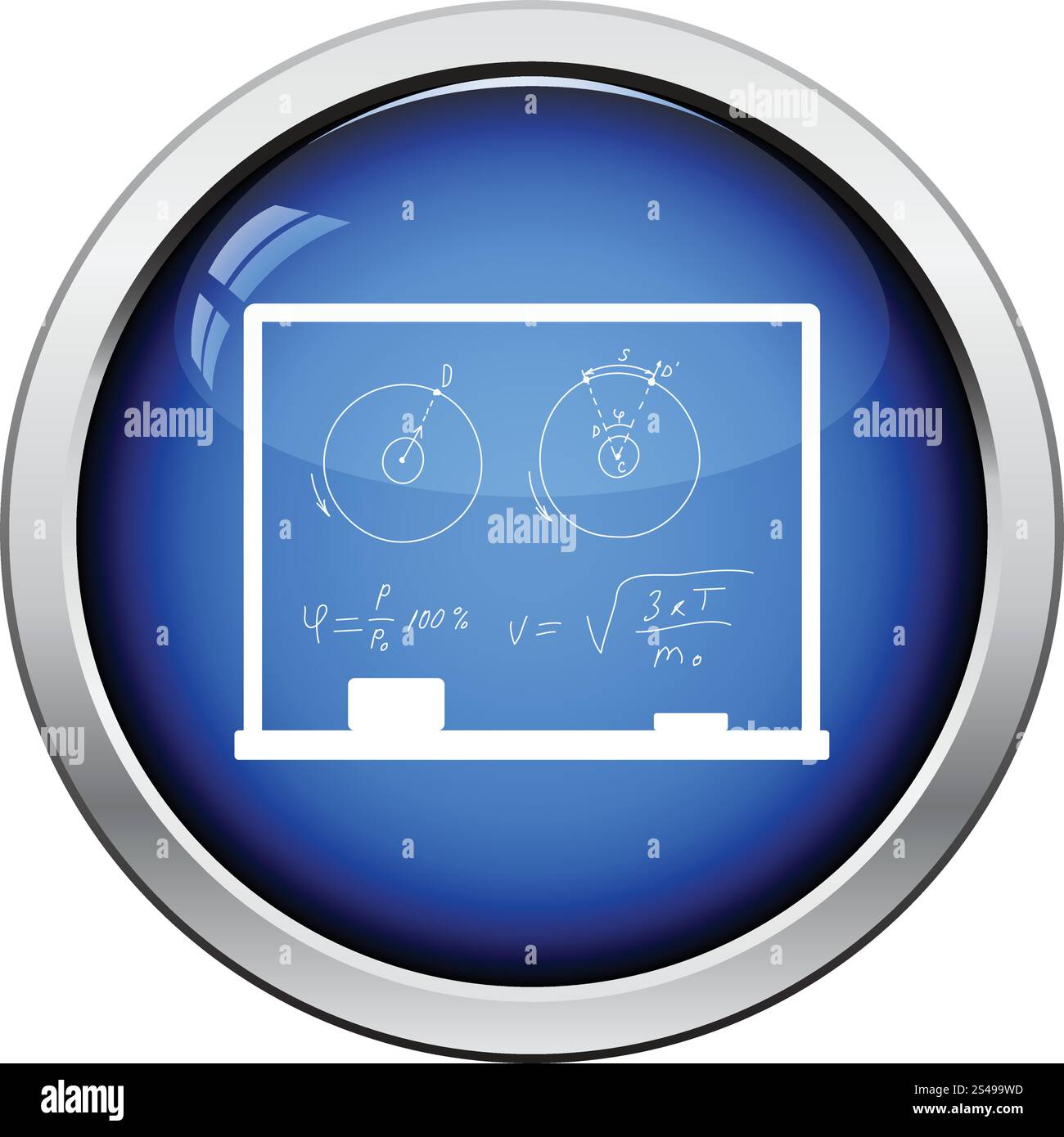 Icon of Classroom blackboard. Glossy button design. Vector illustration ...