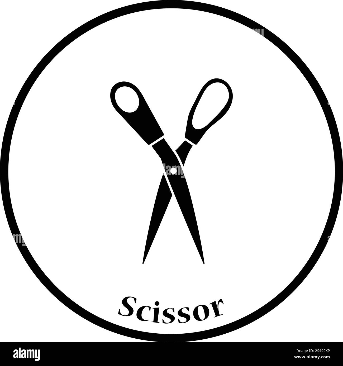 Tailor scissor icon. Thin circle design. Vector illustration Stock ...