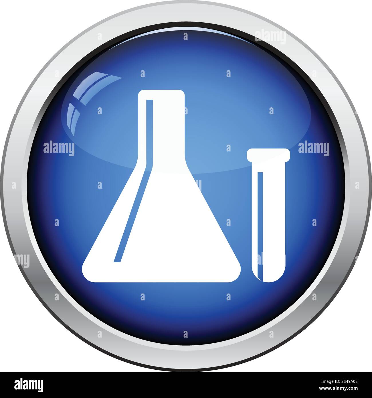 Icon of Chemical bulbs. Glossy button design. Vector illustration Stock ...