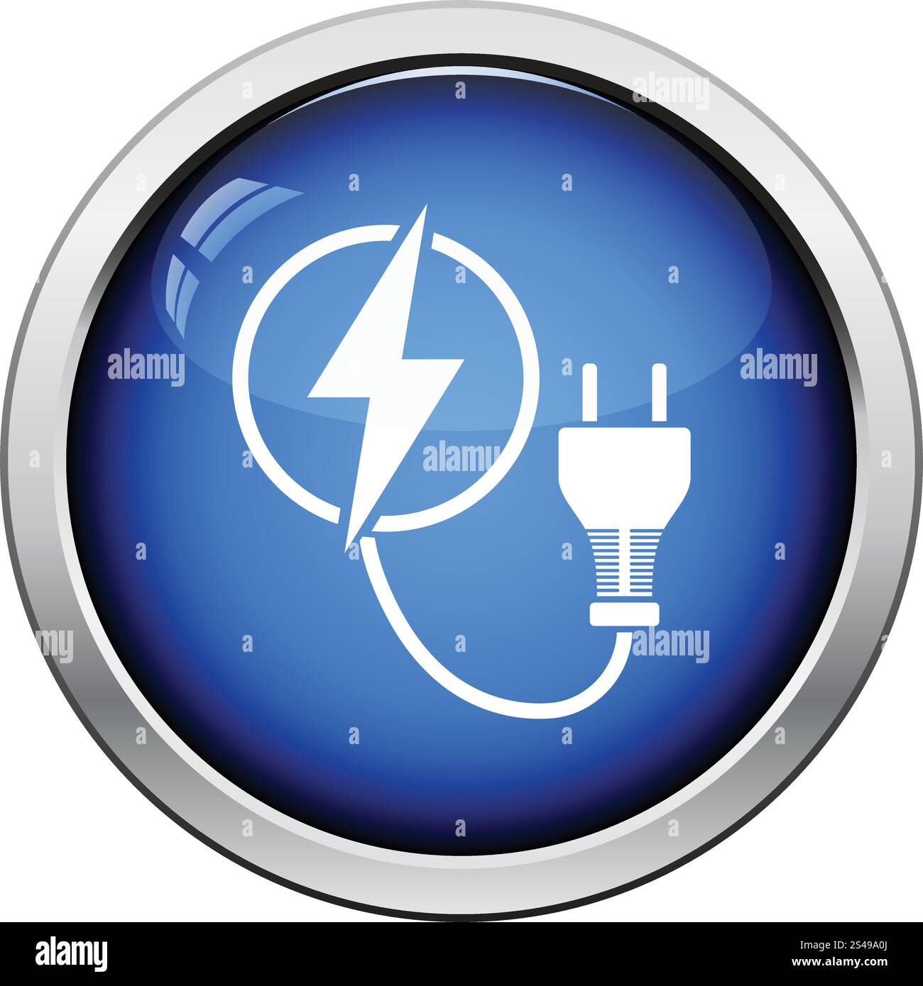 Electric plug icon. Glossy button design. Vector illustration Stock ...