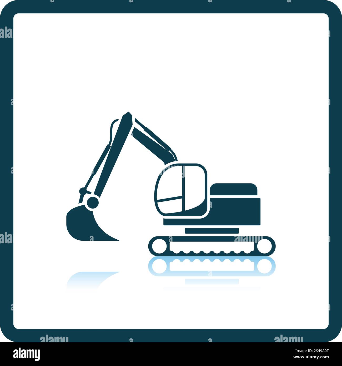 Icon of construction excavator. Shadow reflection design. Vector ...