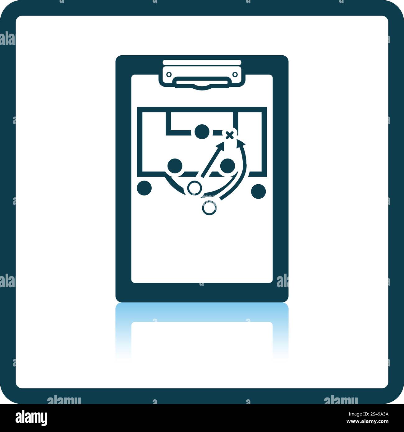 Icon of football coach tablet with game plan. Shadow reflection design ...