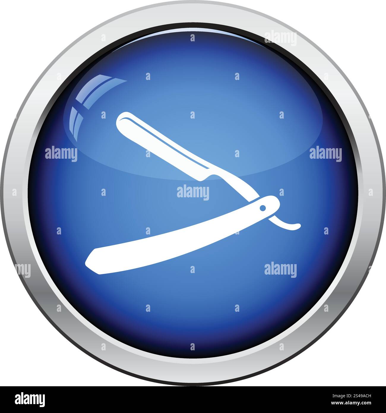 Razor icon. Glossy button design. Vector illustration Stock Vector ...