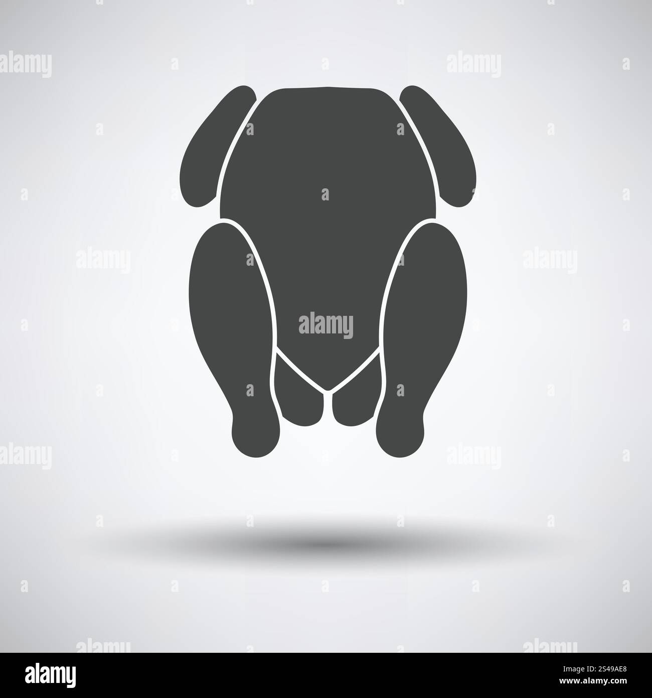 Chicken icon on gray background, round shadow. Vector illustration ...