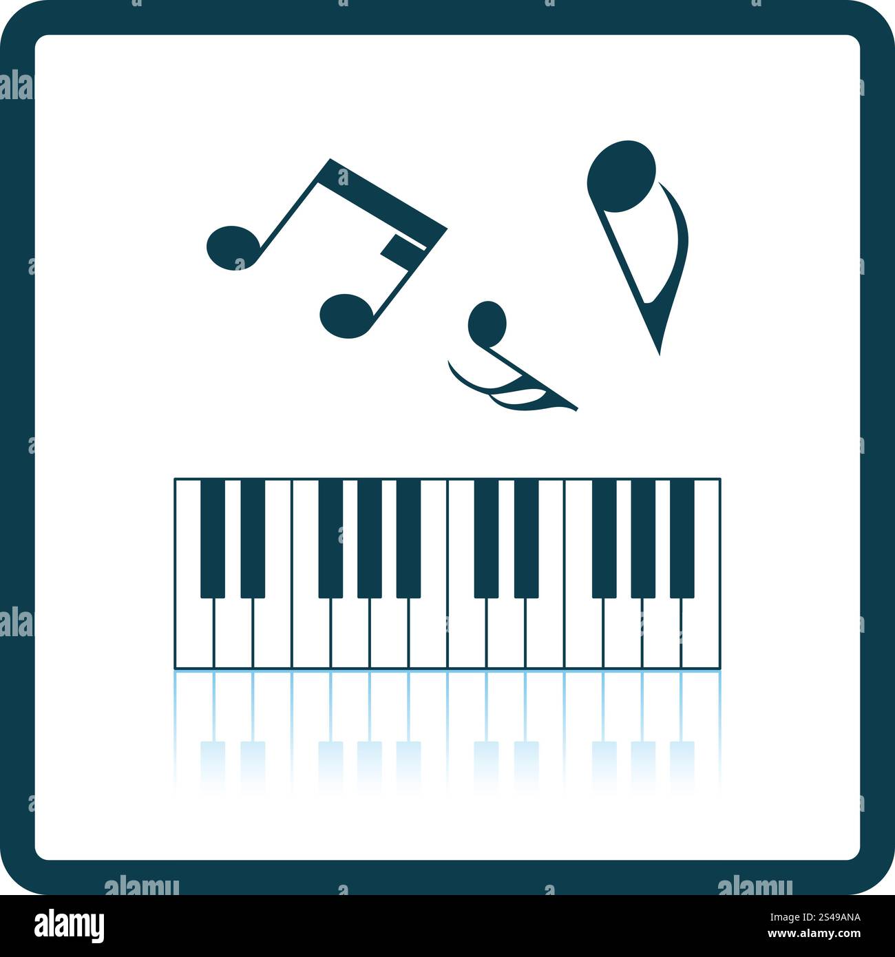 Icon of Piano keyboard. Shadow reflection design. Vector illustration ...