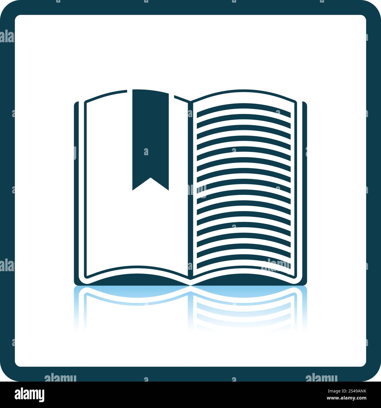 Icon of Open book with bookmark. Shadow reflection design. Vector ...