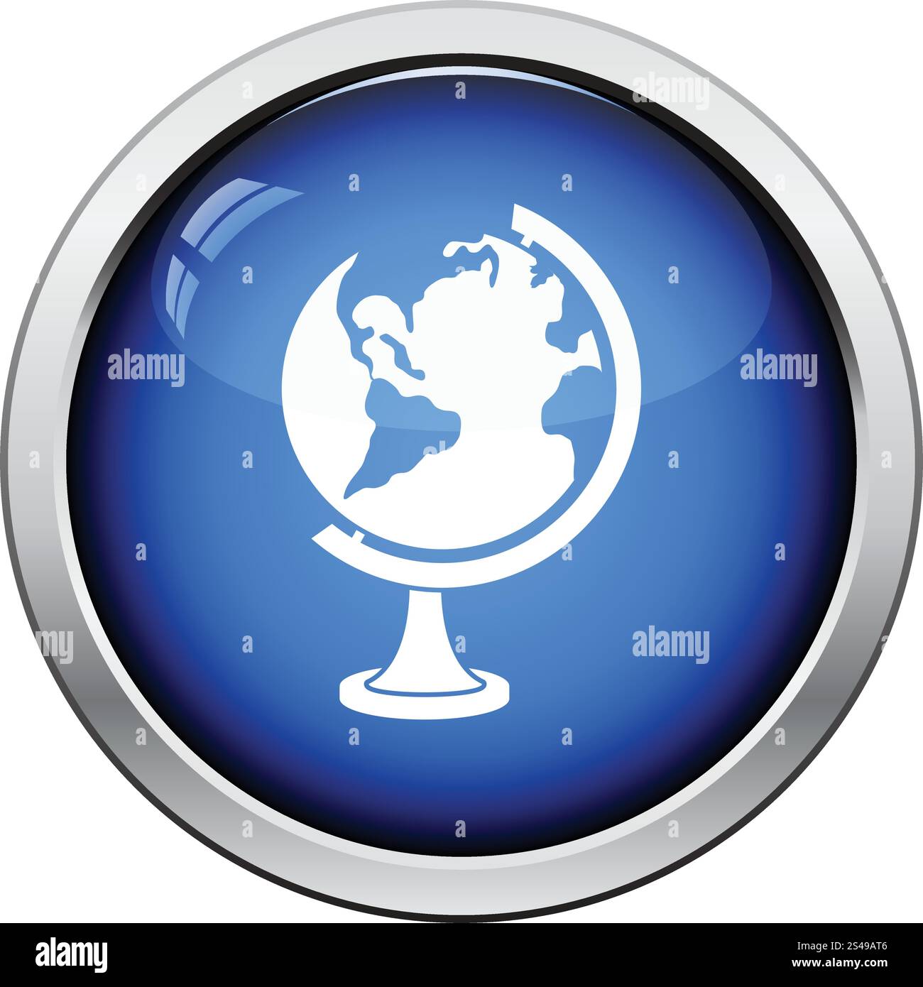 Icon of Globe. Glossy button design. Vector illustration Stock Vector ...