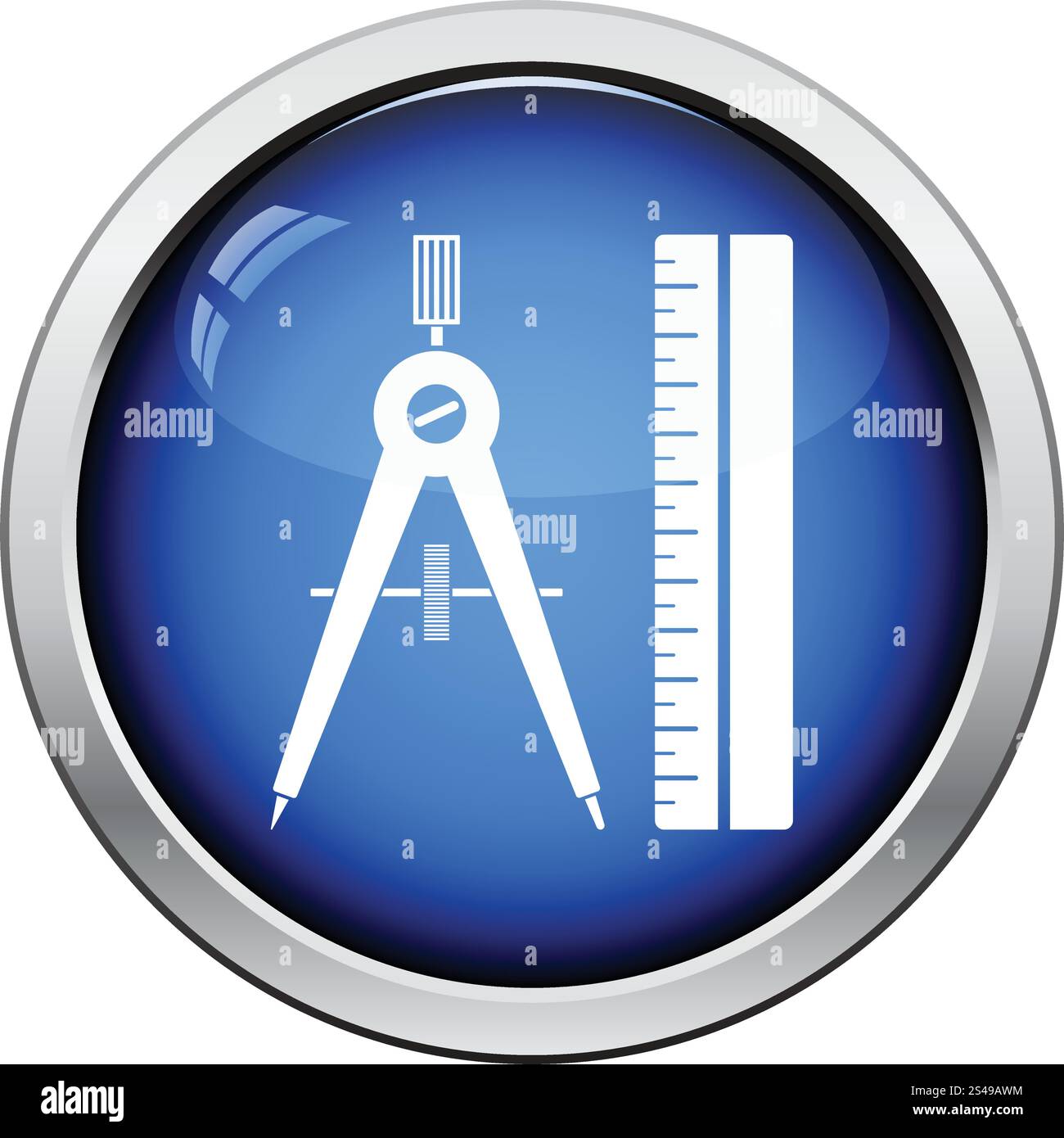 Flat design icon of Compasses and scale iin ui colors. Glossy button design. Vector illustration ...
