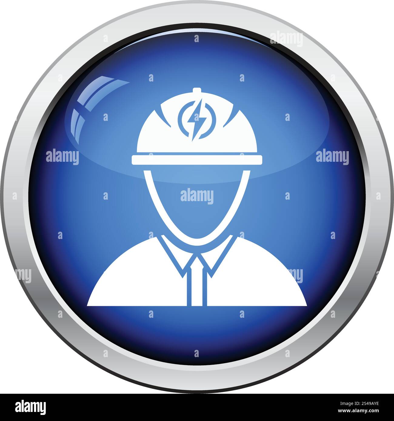 Electric engineer icon. Glossy button design. Vector illustration Stock ...