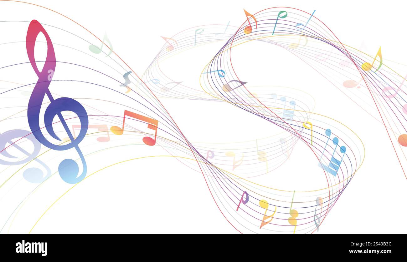 Musical Design Elements From Music Staff With Treble Clef And Notes in ...