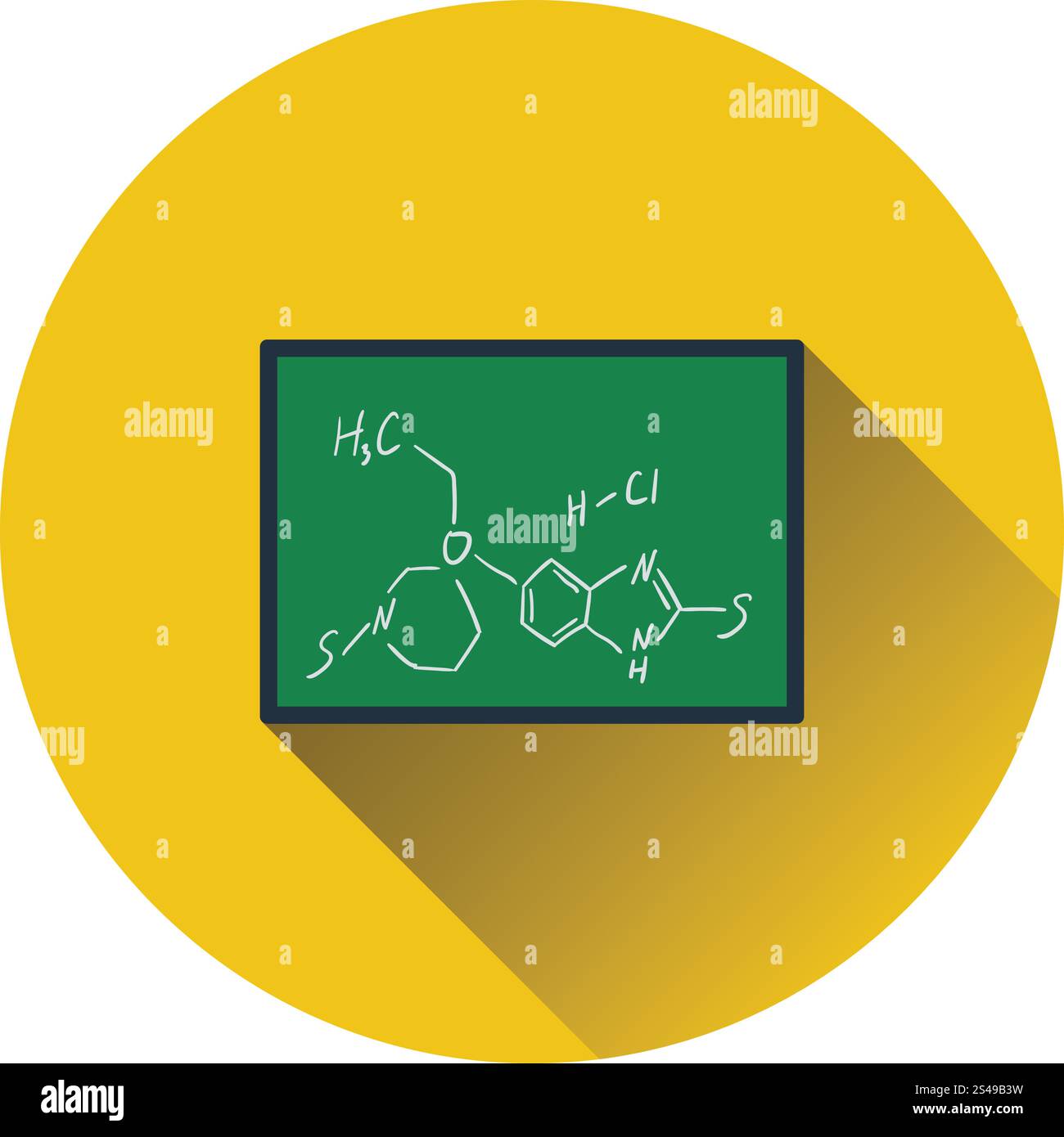Icon of chemistry formula on classroom blackboard. Flat color design ...
