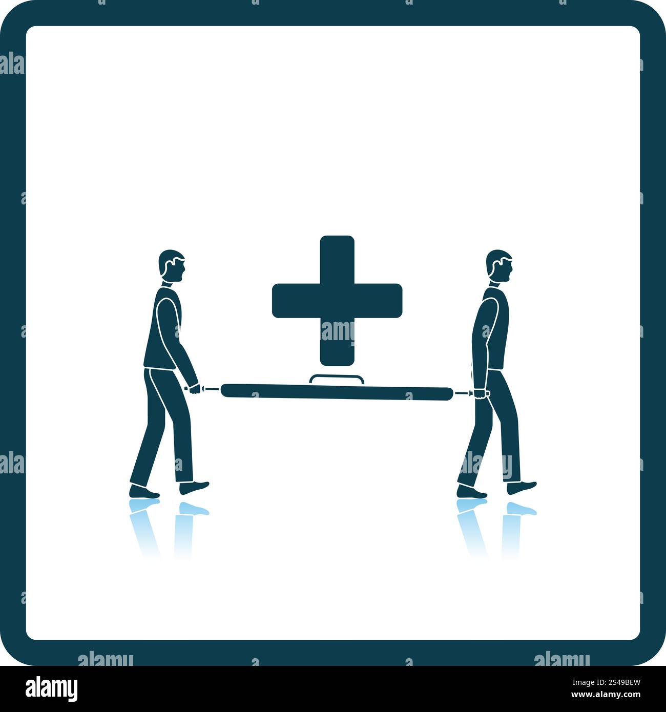 Icon of football medical staff carrying stretcher. Shadow reflection ...