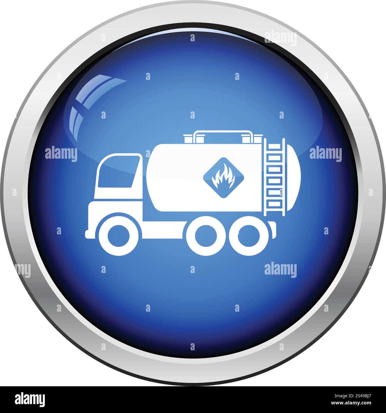 Fuel tank truck icon. Glossy button design. Vector illustration Stock ...