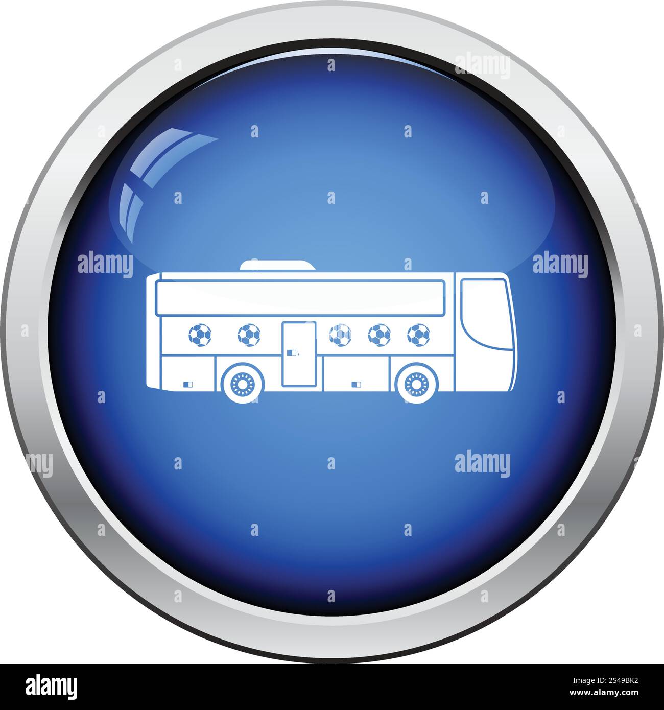 Football fan bus icon. Glossy button design. Vector illustration Stock ...