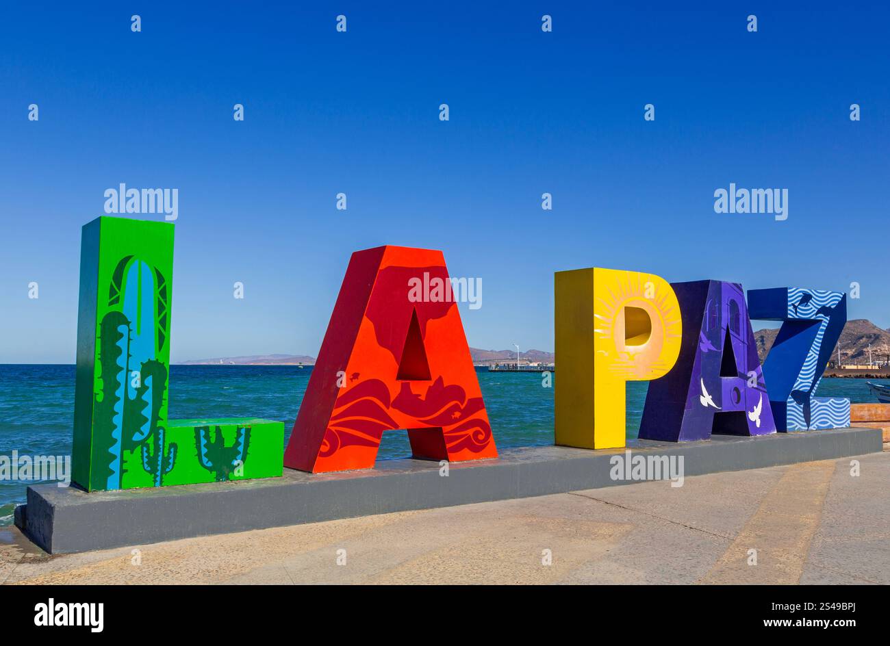 La Paz sign, Malecon, La Paz, Baja California Sur, Mexico Stock Photo ...