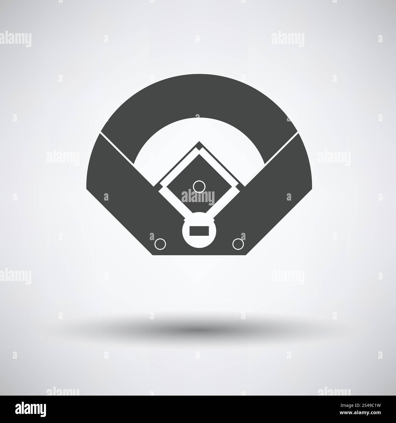 Baseball field aerial view icon on gray background, round shadow. Vector illustration Stock ...