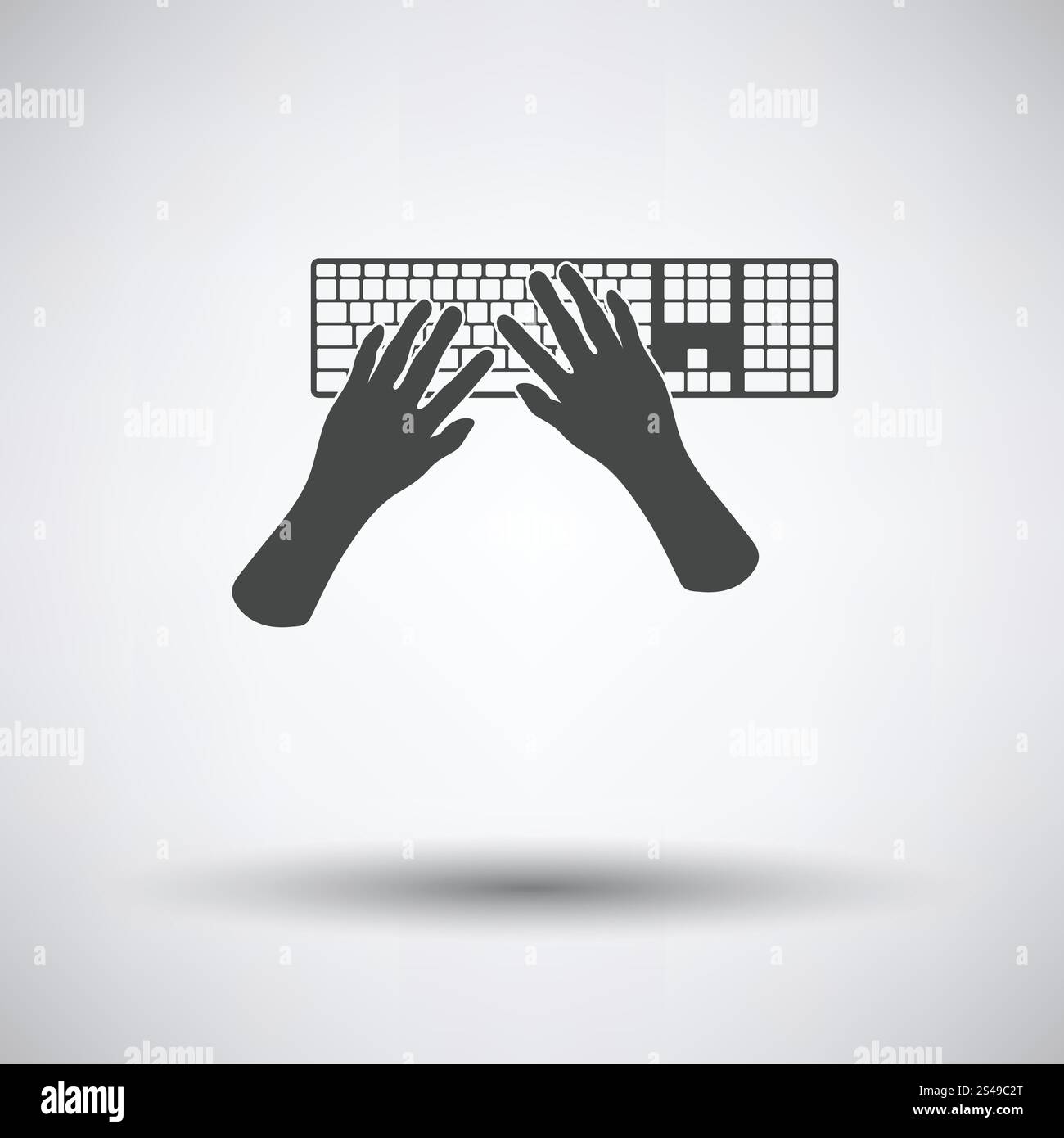 Typing icon on gray background, round shadow. Vector illustration Stock ...